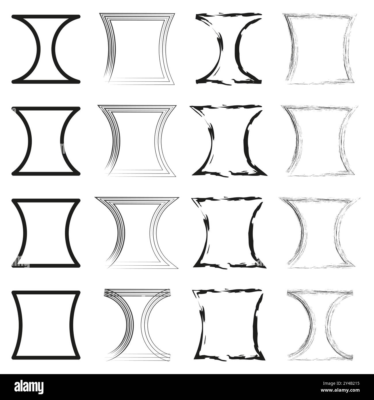 Curved frames set. Distorted border designs. Abstract wavy outlines. Vector elements Stock ...