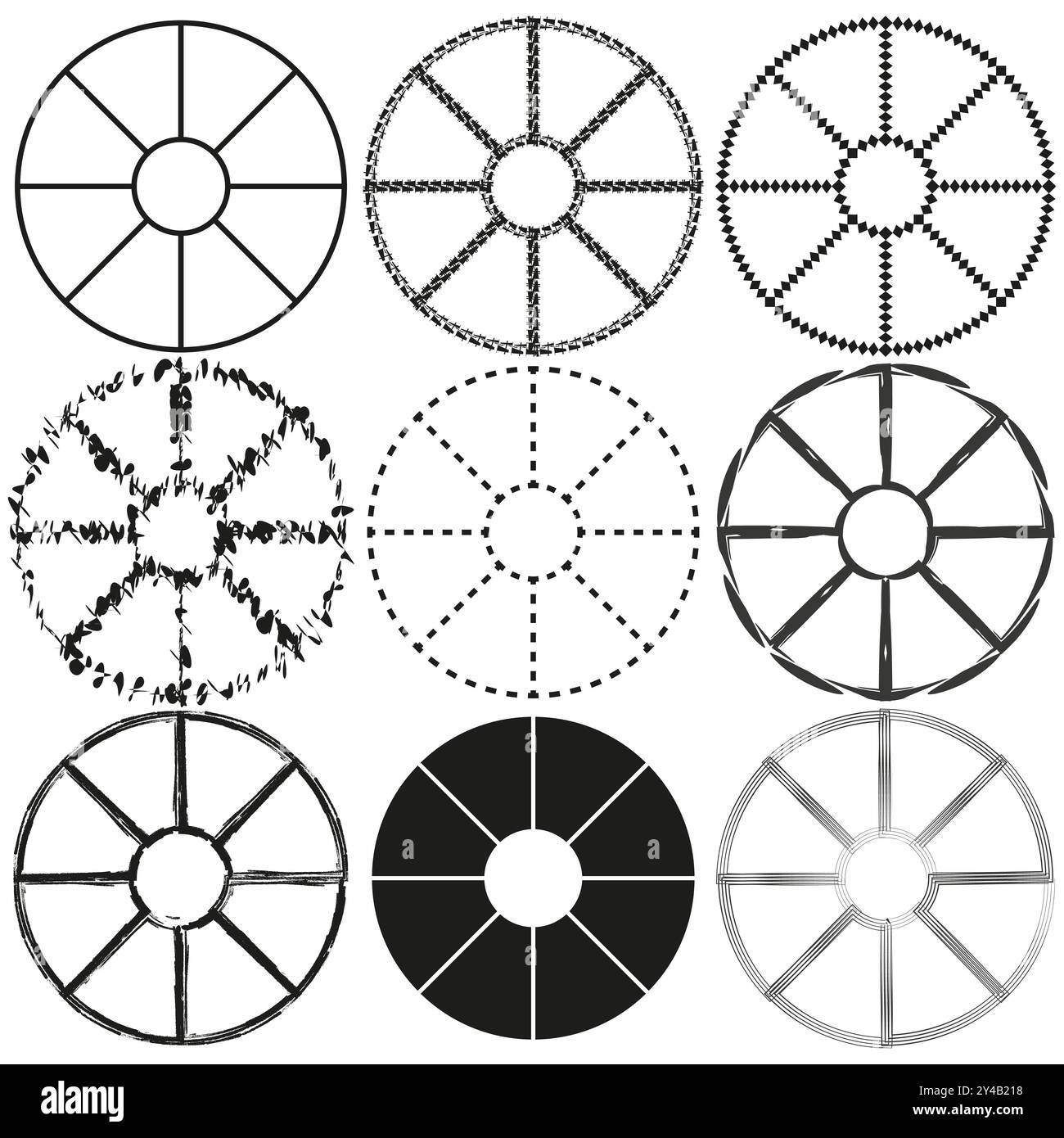 Abstract circular icon. Geometric segmented pattern. Thin and bold ...