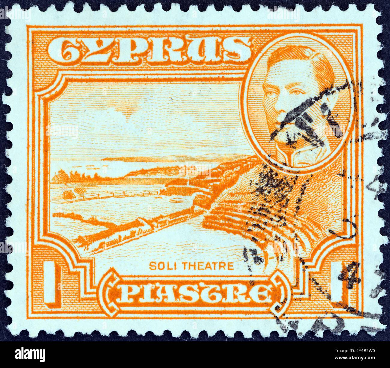 CYPRUS - CIRCA 1938: A stamp printed in Cyprus shows Roman theatre ...