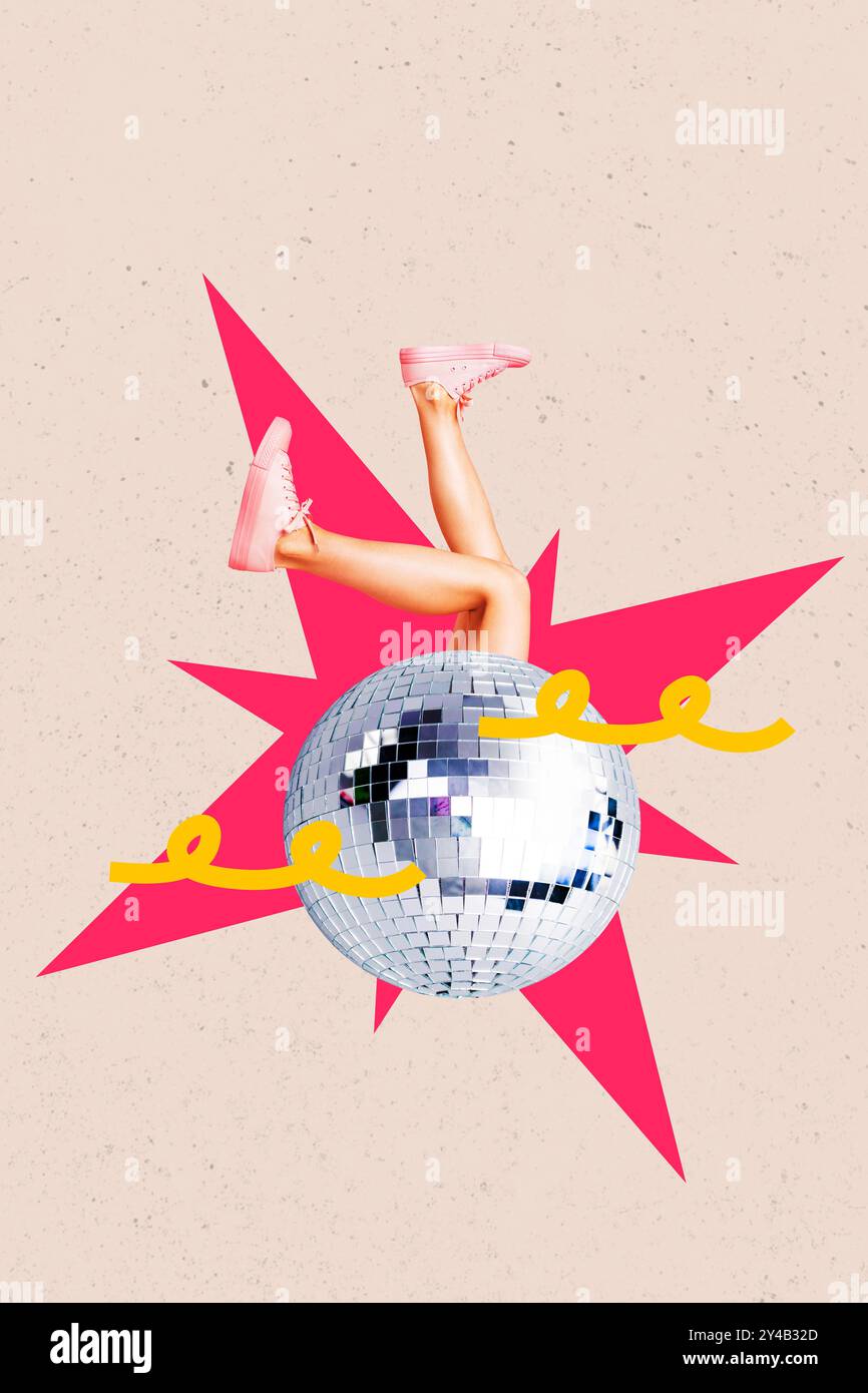 Composite trend artwork sketch image collage of carefree discotheque ...