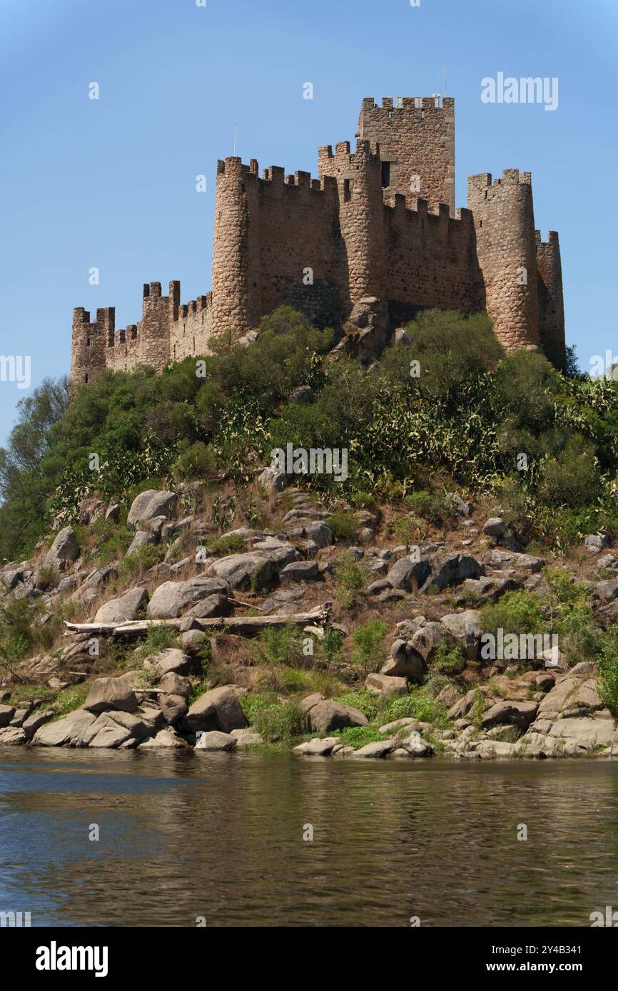 Castelo de Almourol medieval castle located on an island in the middle ...