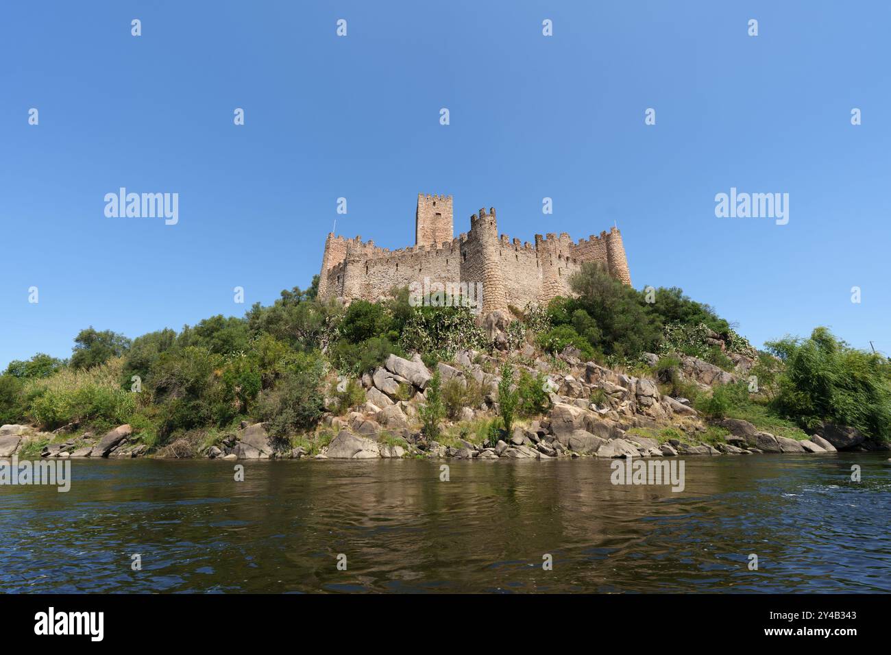 Castelo de Almourol medieval castle located on an island in the middle ...