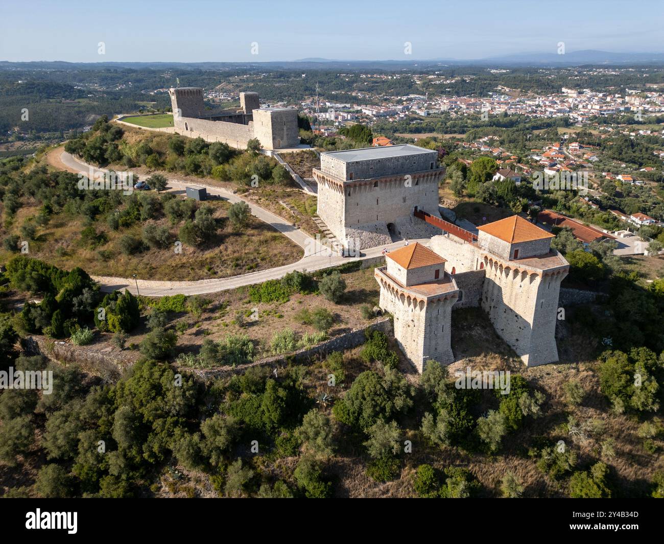 Aerial view of the medieval castle of Ourém, Portugal, Europe Stock ...