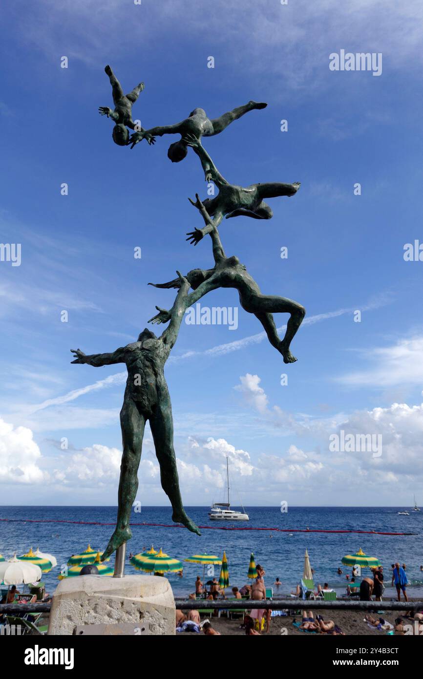 Andrea Roggi's sculpture Famiglia in volo in Amalfi, Italy, Europe ...