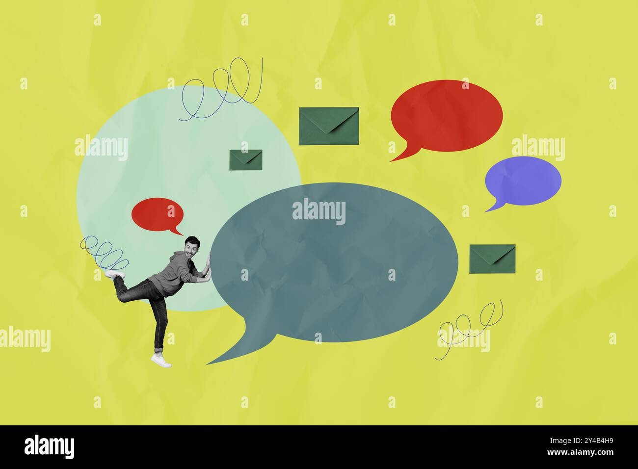 Composite trend artwork sketch image collage of message speech cloud ...