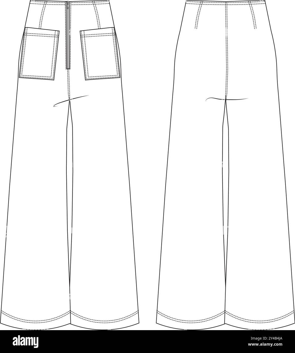 high rise waist with pocket zippered wide leg sailor pant trouser jean ...