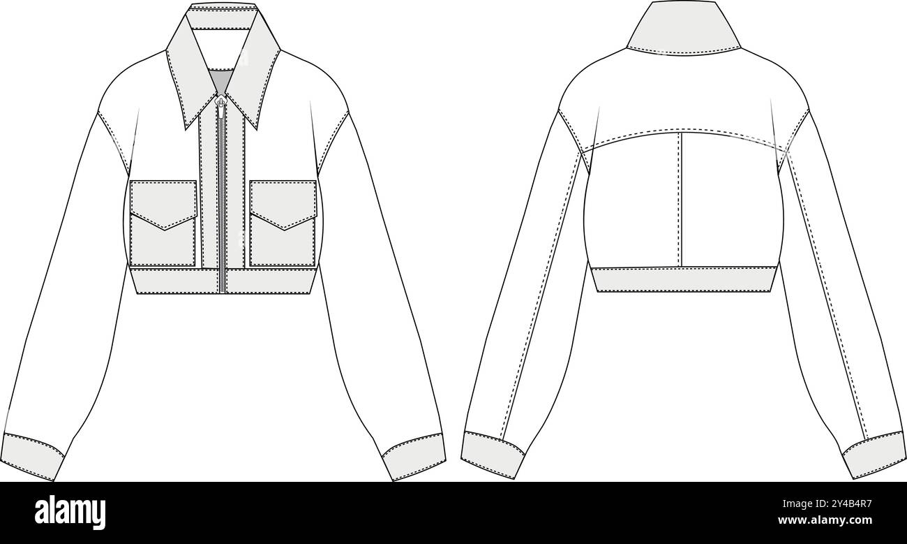 long sleeve collared zippered leather, denim, jean, jacket, technical ...