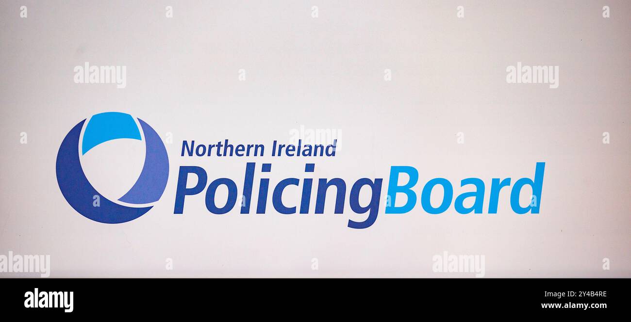 Northern Ireland Policing Board logo on display at the offices of the ...