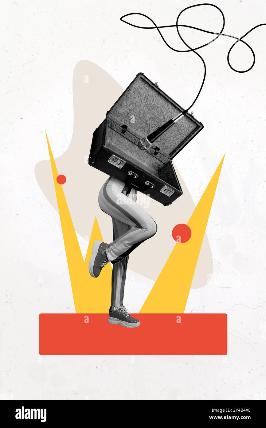 Vertical poster collage headless woman legs body funky dance singer ...