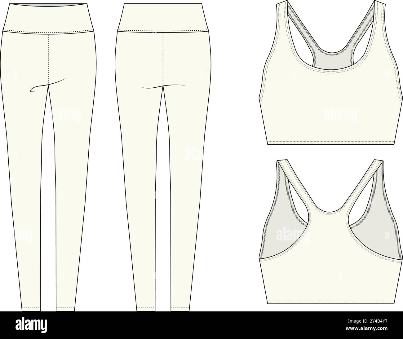 tight legging bra set activear sportswear template technical drawing ...