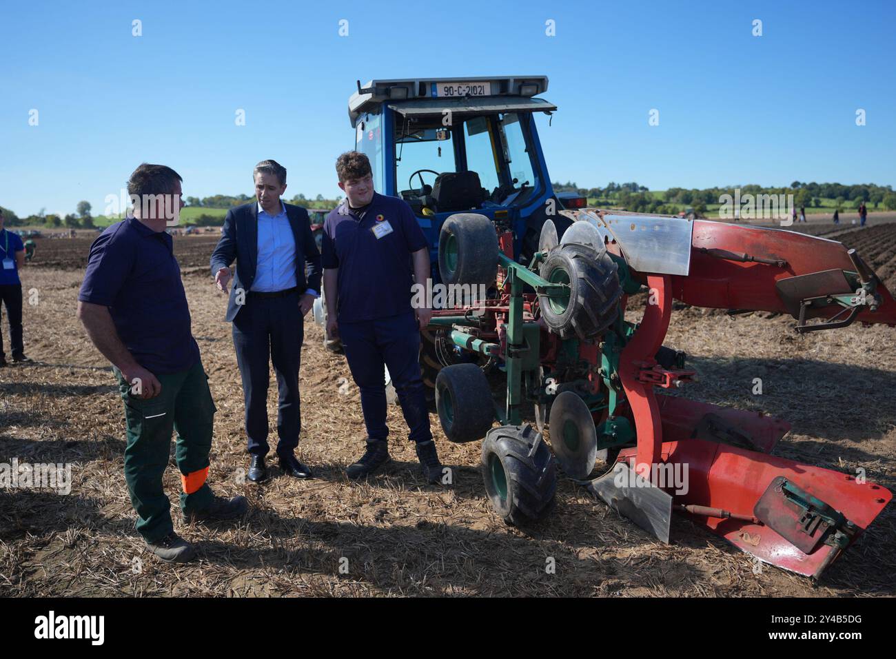 Taoiseach Simon Harris meets competitors, Jer Coakley (left) and Eugene ...