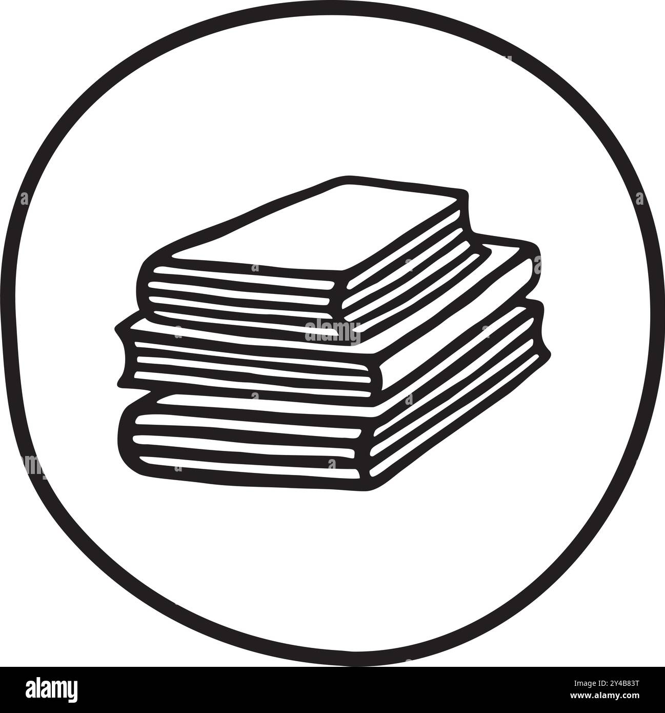 Doodle pile of books icon. Hand drawn book, journal or notebook symbol ...