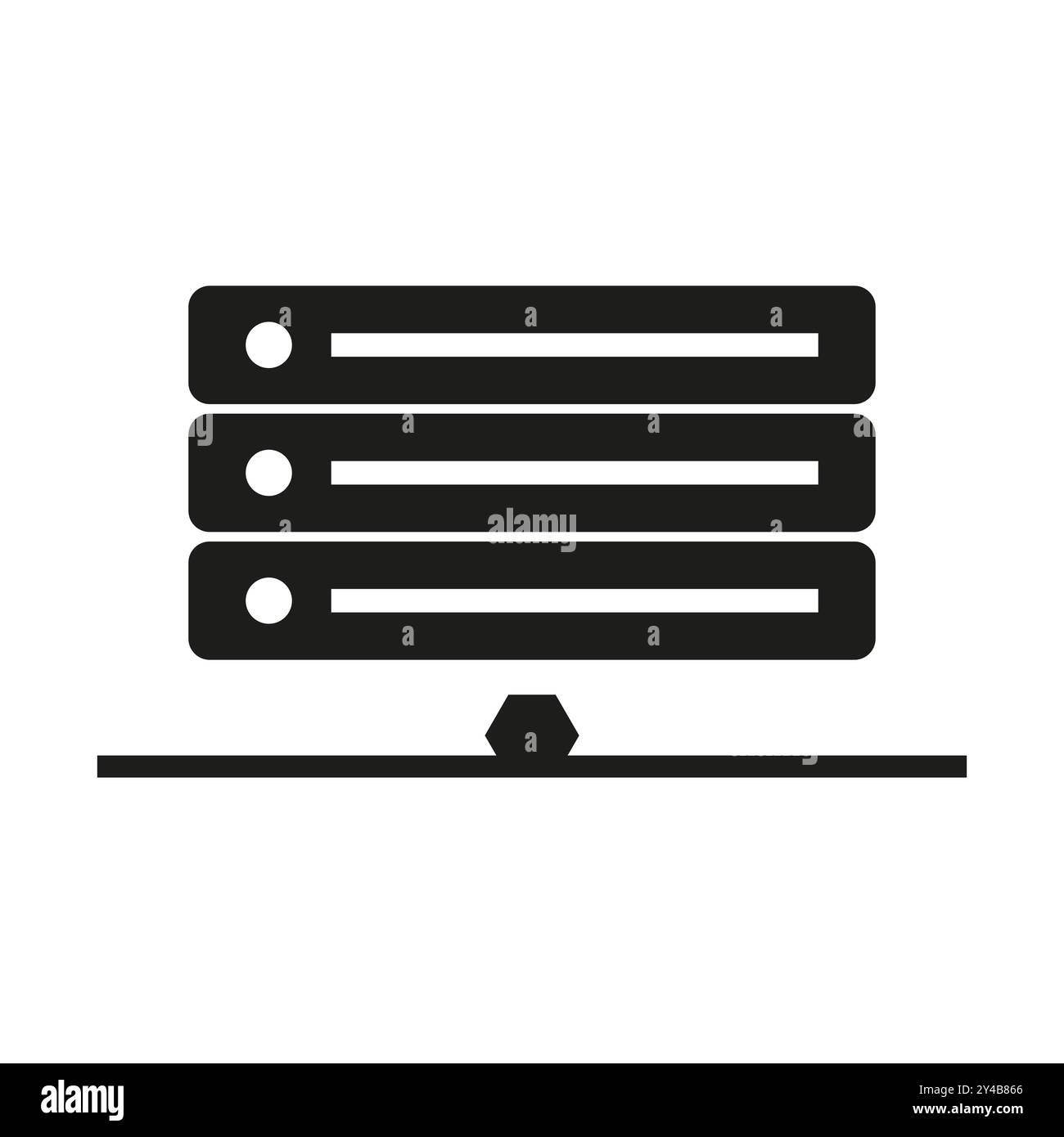 Server stack icon. Data storage symbol. Database network illustration. Vector system diagram ...