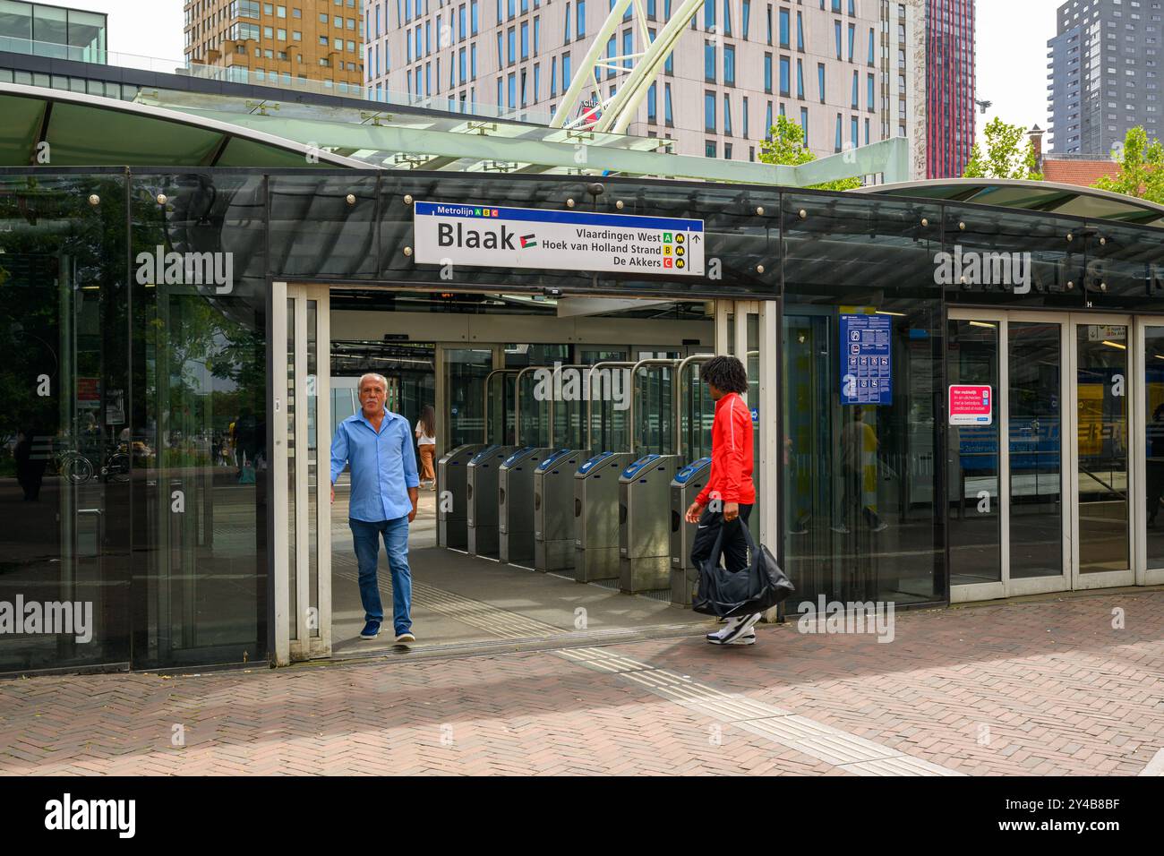 The entrance to the Blaak Metro station, Rotterdam, The Netherlands ...