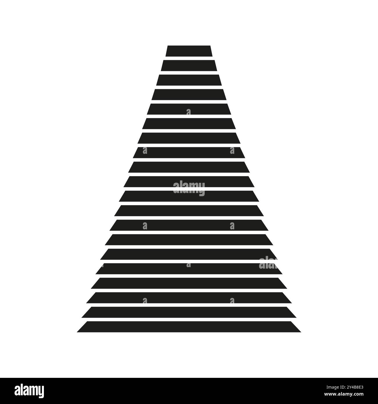 Striped pyramid icon. Geometric triangle shape. Vector layered symbol. Abstract optical design ...