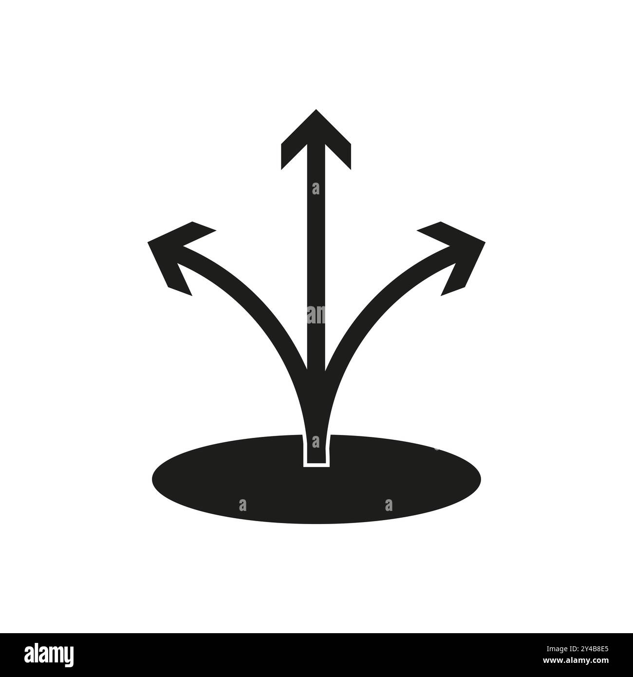 Three way arrow symbol. Multiple direction choice. Path selection concept. Vector icon Stock ...