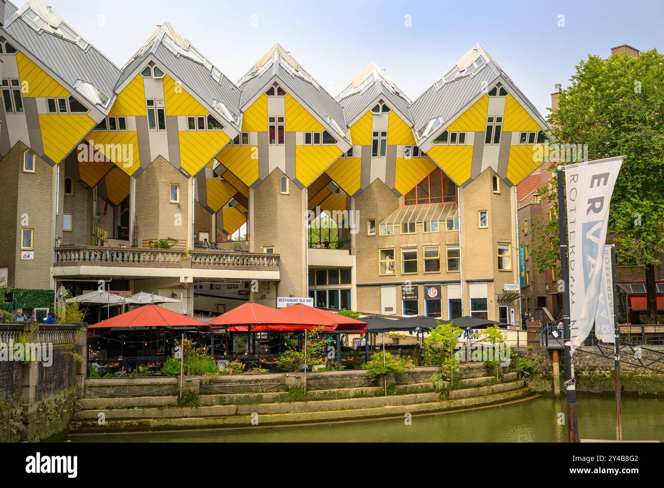 The Rotterdam Cube Houses (Kubuswoningen) behind the Oude Havn on a ...