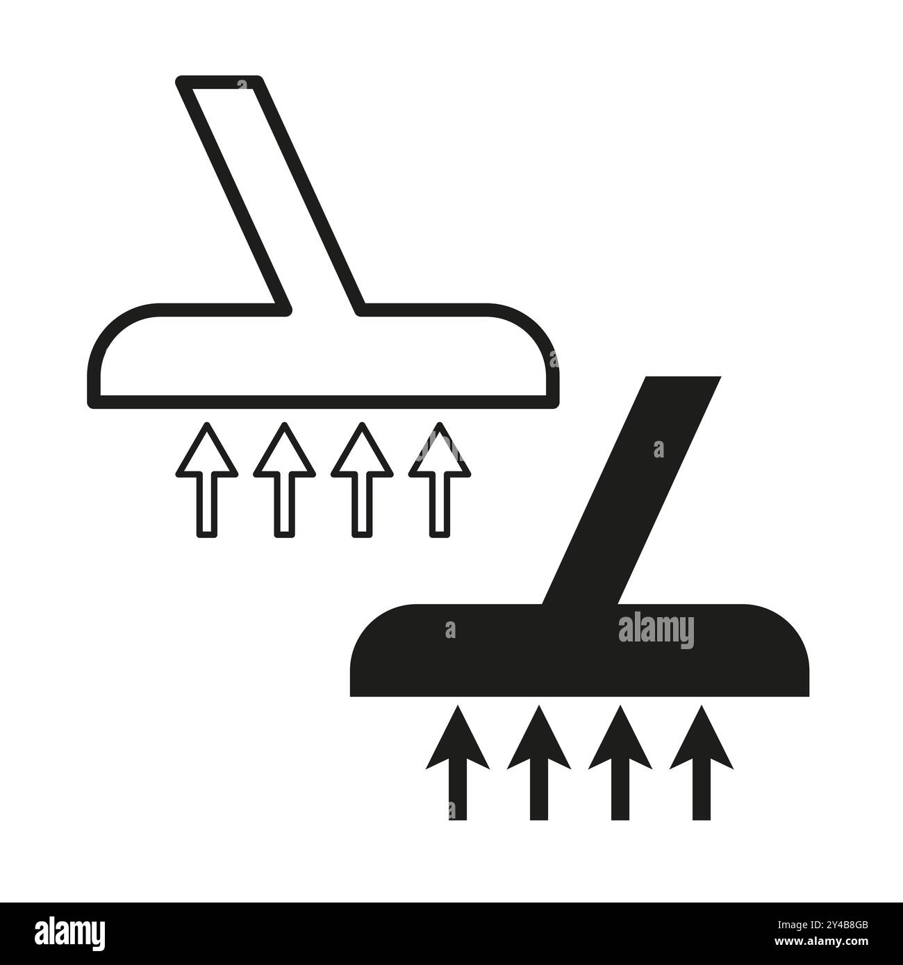 Vacuum cleaner icon. Simple black and outline design. Airflow arrows ...