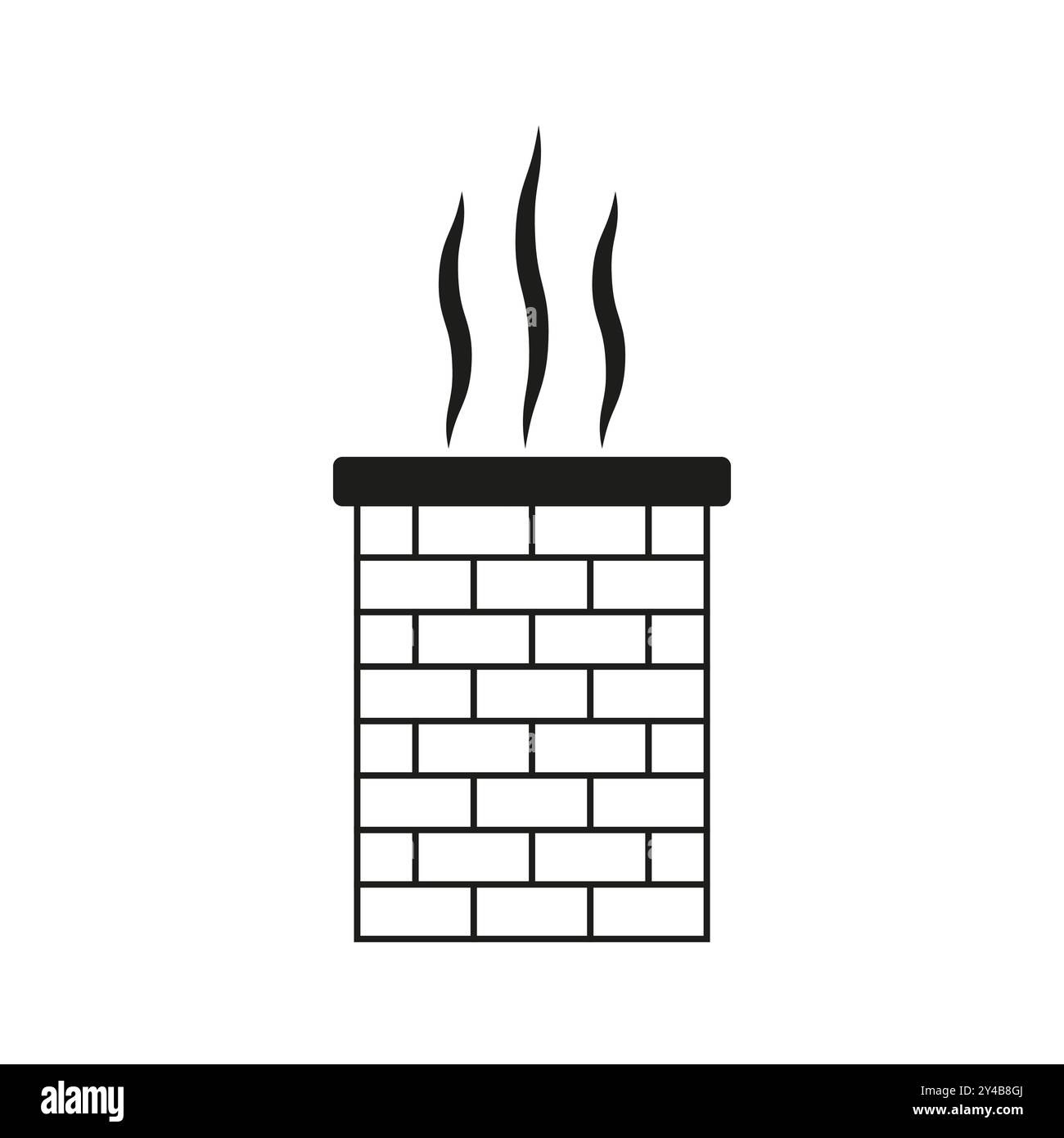 Chimney illustration. Brick texture detail. Simple smoke icon. Vector ...