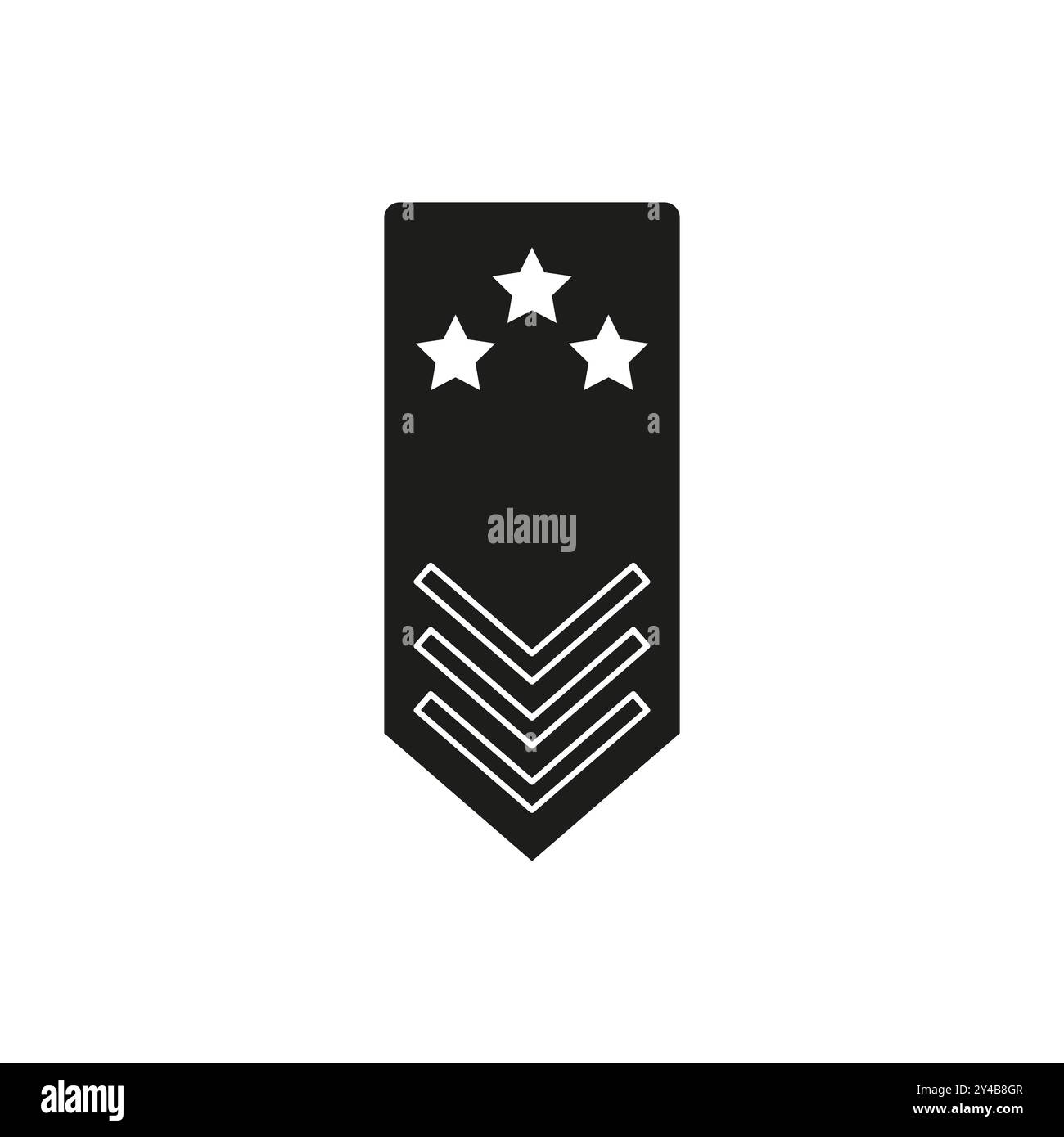 Military rank badge. Stars and chevrons design. Black and white ...