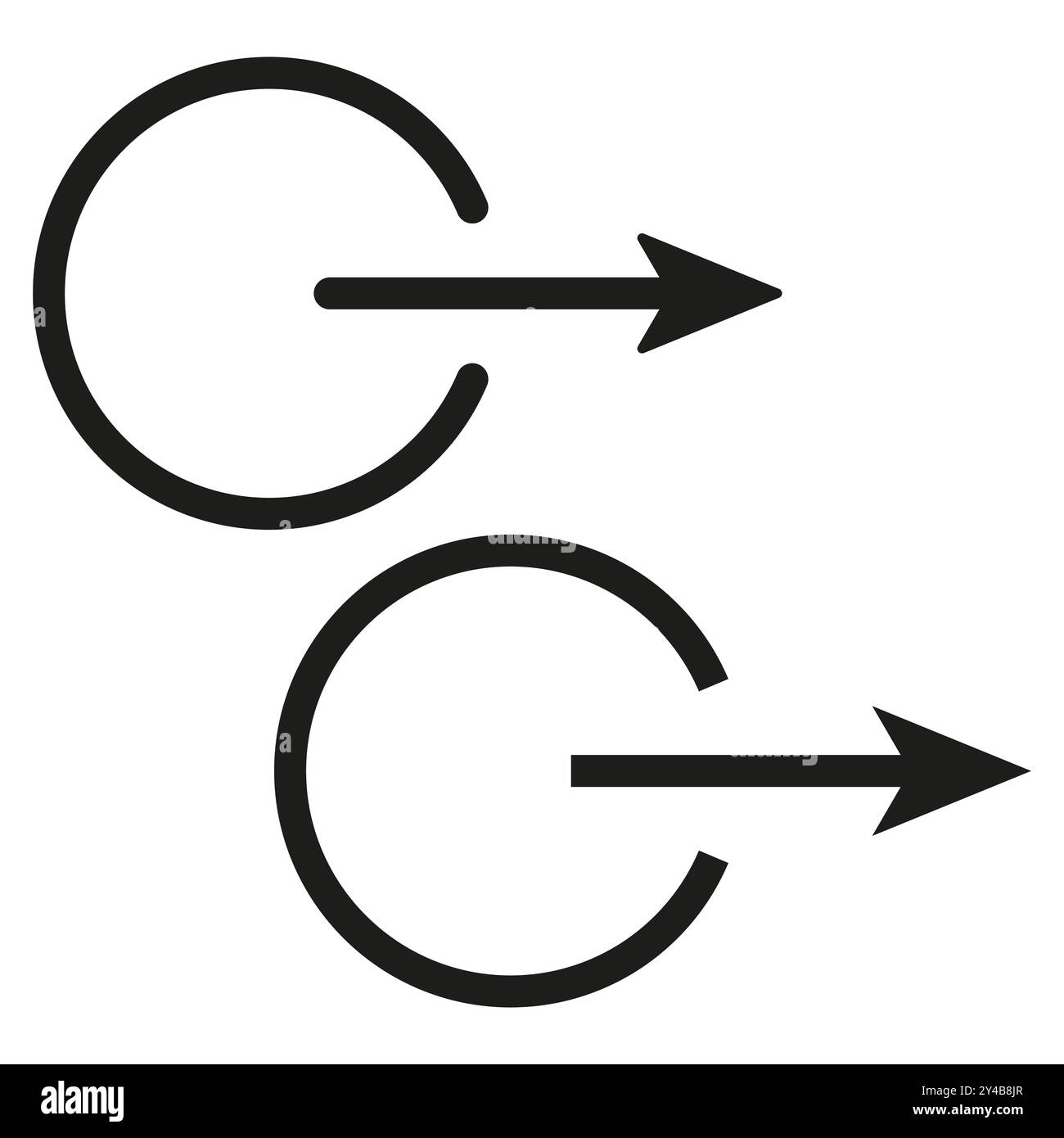 Arrow inside circle icon. Directional navigation symbol. Abstract forward movement. Vector ...