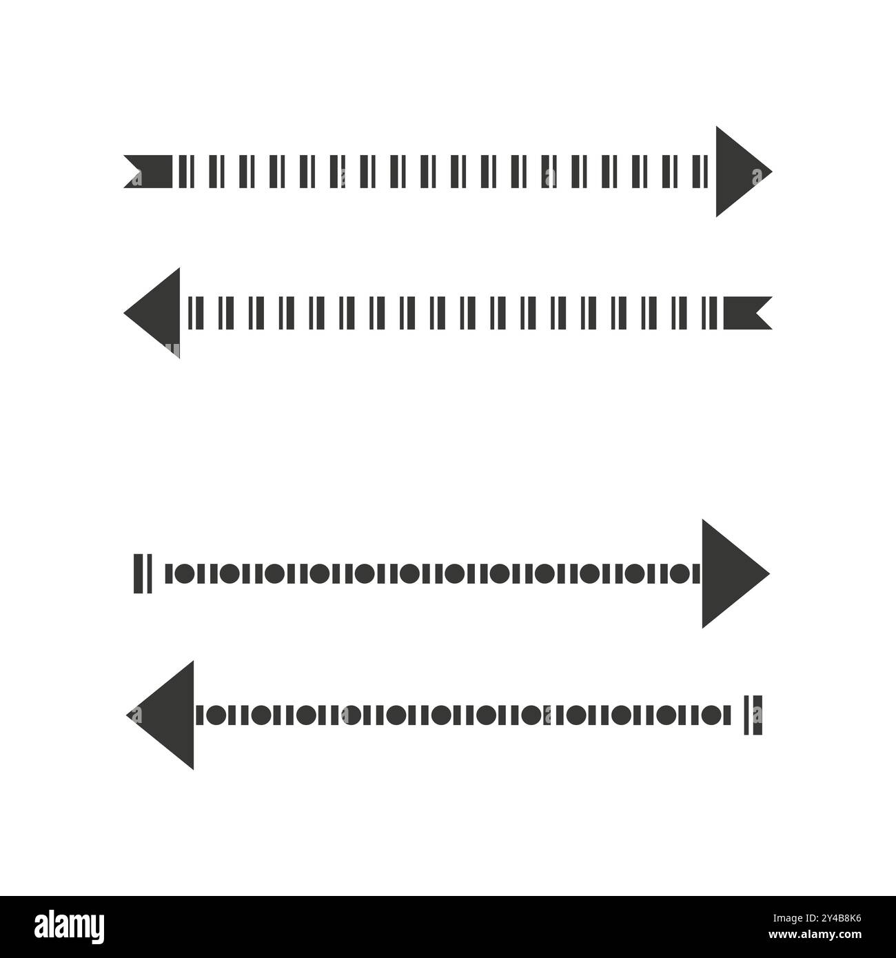 Abstract arrows with dashed lines. Geometric direction symbols. Minimalist vector design ...