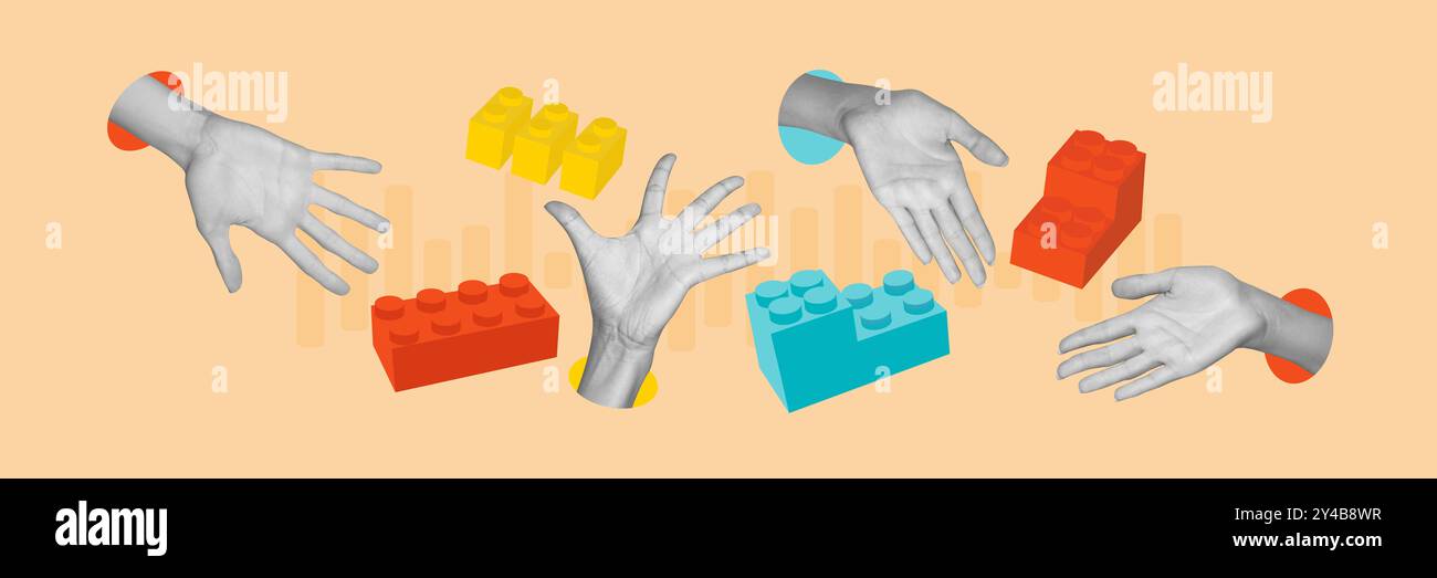 Composite trend artwork sketch image photo collage of four hands wrist ...