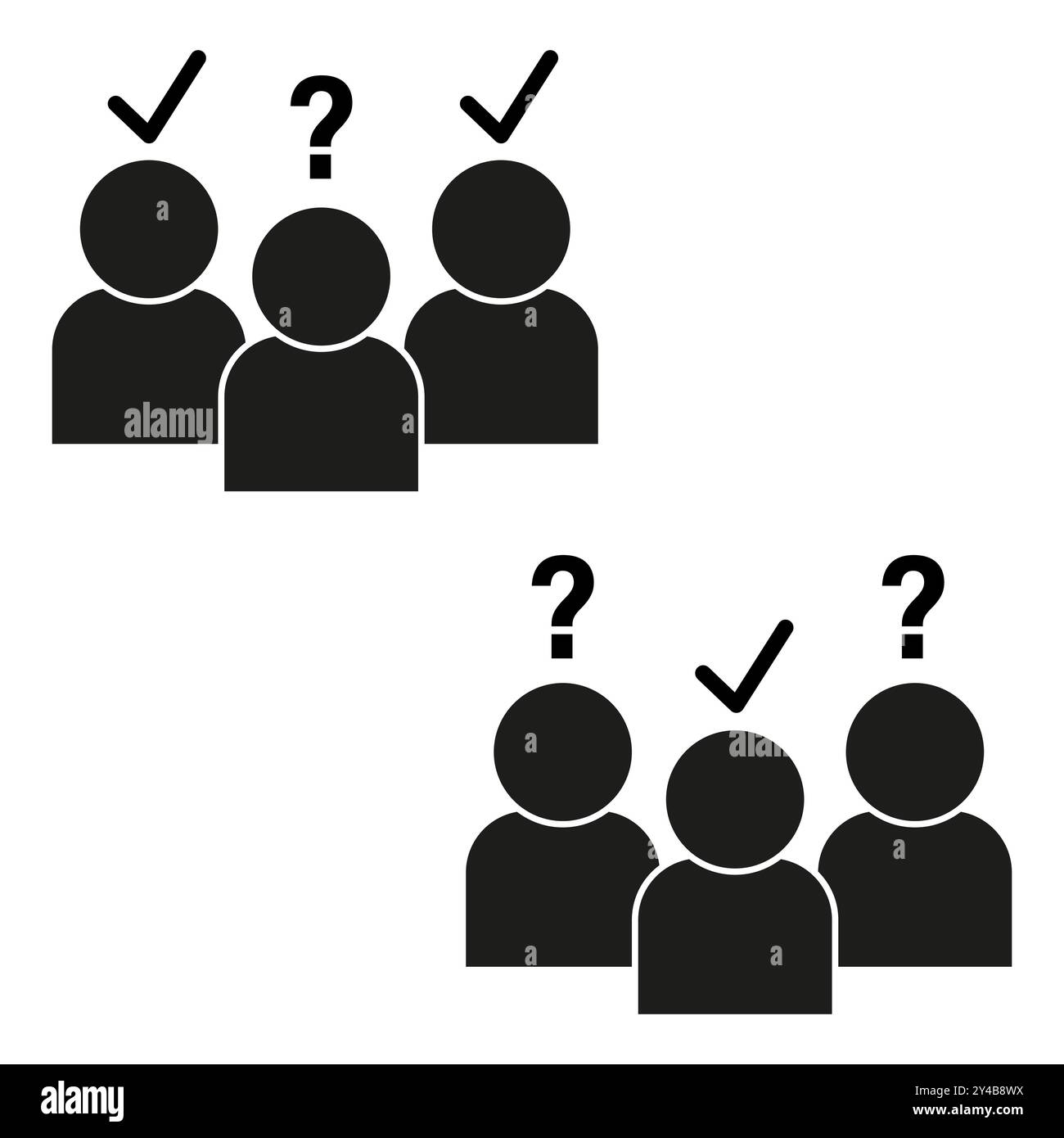 Group decision process. Question, idea, solution icons. Teamwork ...