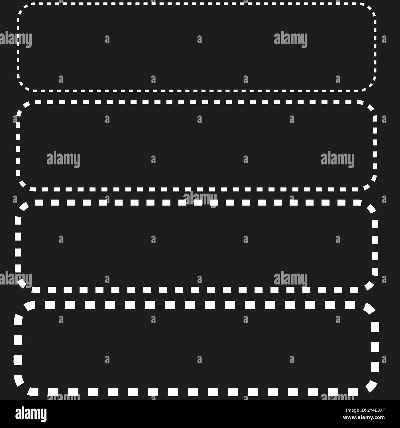 Dashed rectangle frames. Outlined box shapes. Decorative dashed borders. Geometric frame vector ...