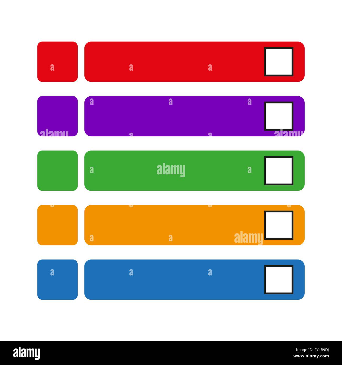 Colorful task list icon. Four rows in red, purple, green, and orange ...