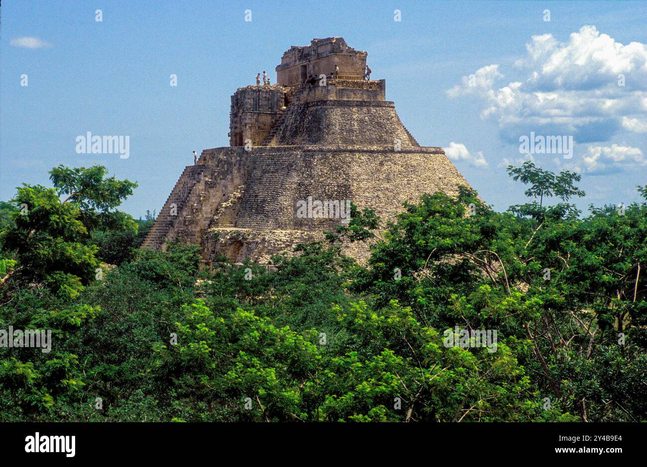 Mexico, Yucatan. Uxmal pyramid in the jungle, Maya culture Stock Photo ...