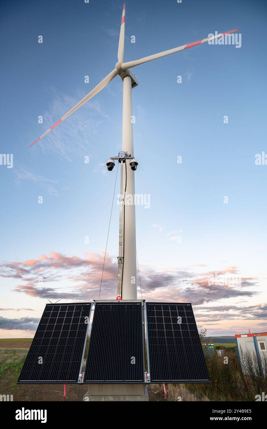 Windmill with solar panel, transformation to renewable sustainable ...