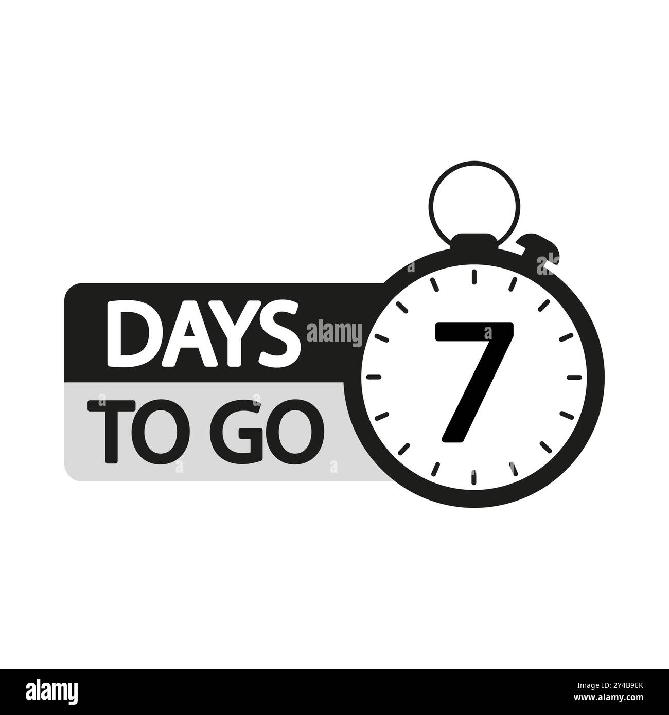 Countdown timer illustration. Bold 7 days to go text. Seven day ...