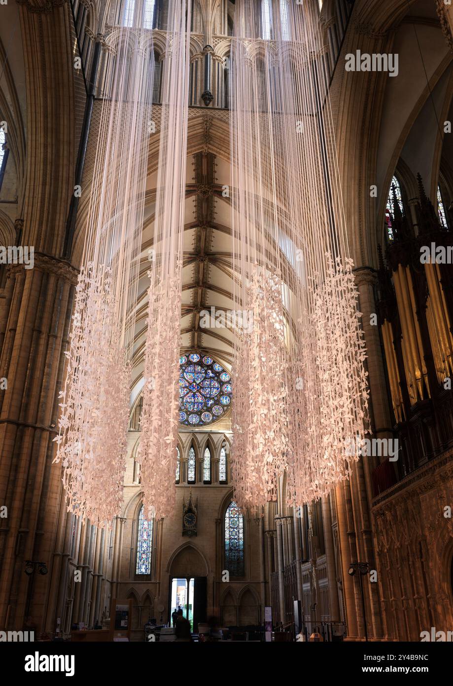 Peace Doves, artwork created by sculptor Peter Walker, in the nave of ...