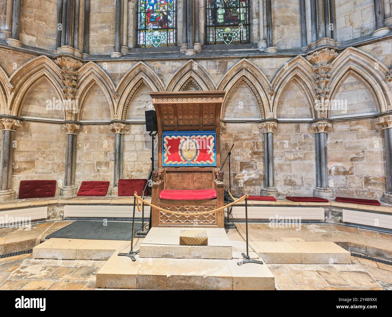Chair in the chapter house of Lincoln cathedral, England Stock Photo ...