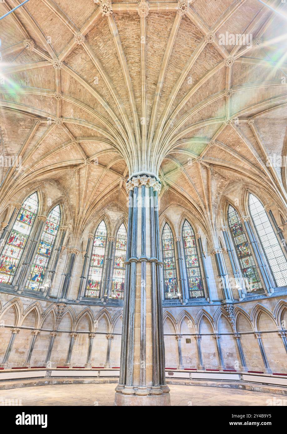 Stone ceiling, supported by a single pillar, in the chapter houe of ...