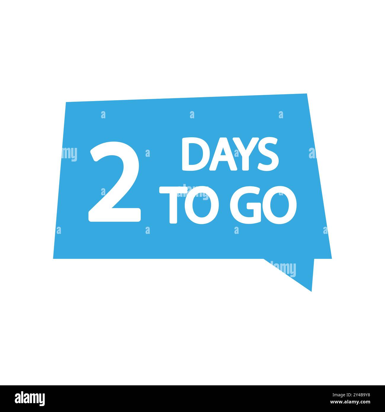 Countdown timer icon. Number two focus. Bold 2 days to go text. Light blue background Stock ...