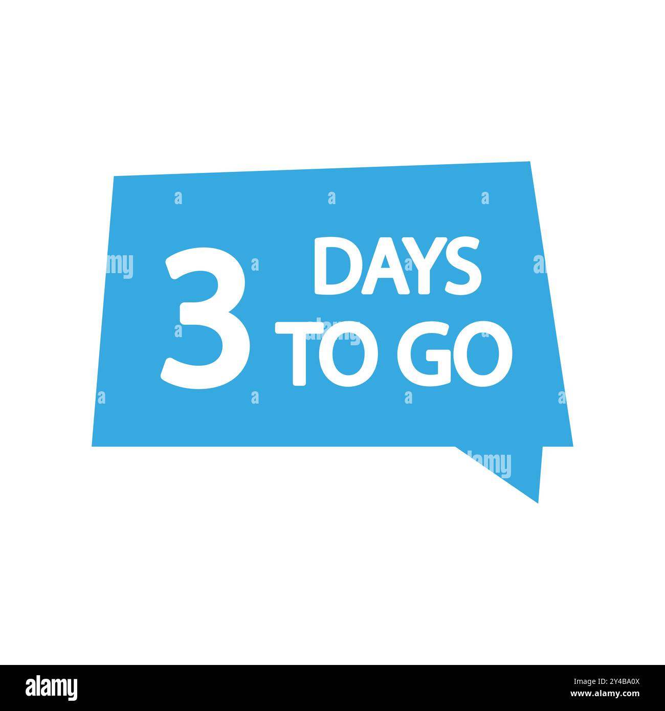 Countdown timer icon. Number three focus. Bold 3 days to go text. Light blue background Stock ...