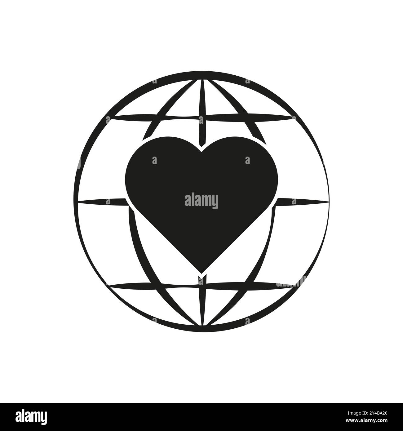 Global love symbol. Heart and globe icon. Compassion and unity concept ...