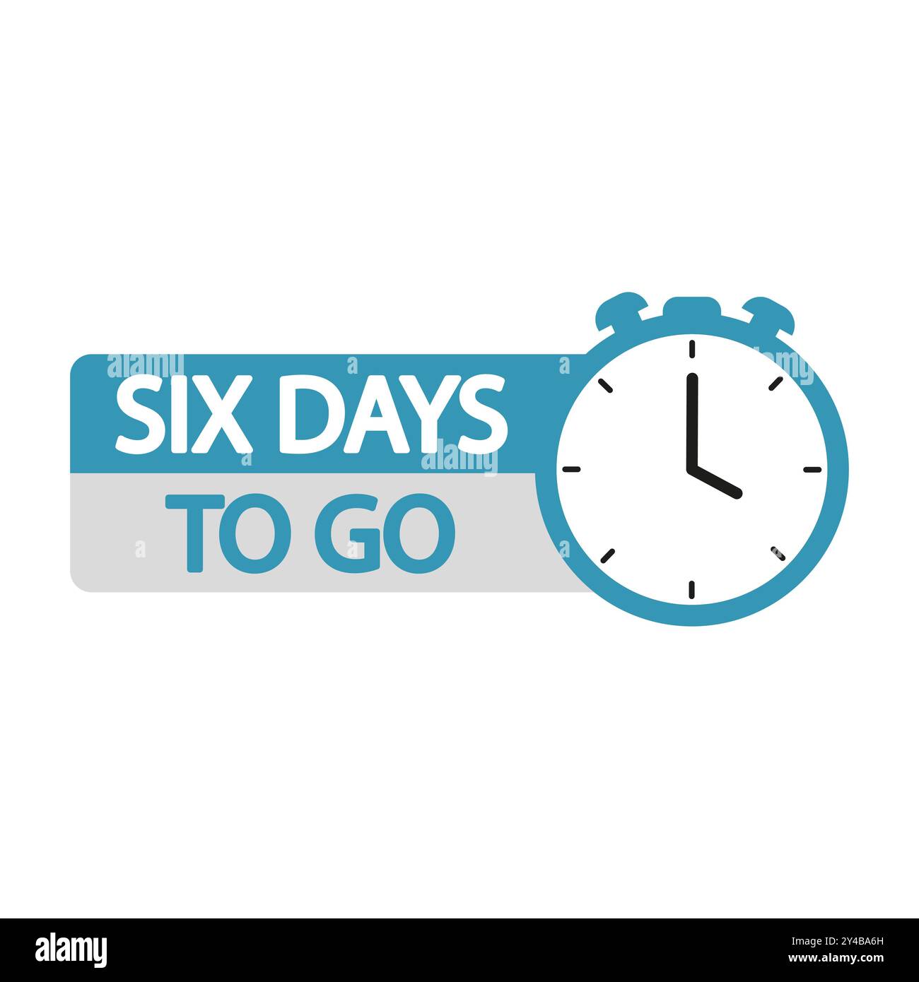 Countdown timer illustration. Number six focus. Six days to go text ...