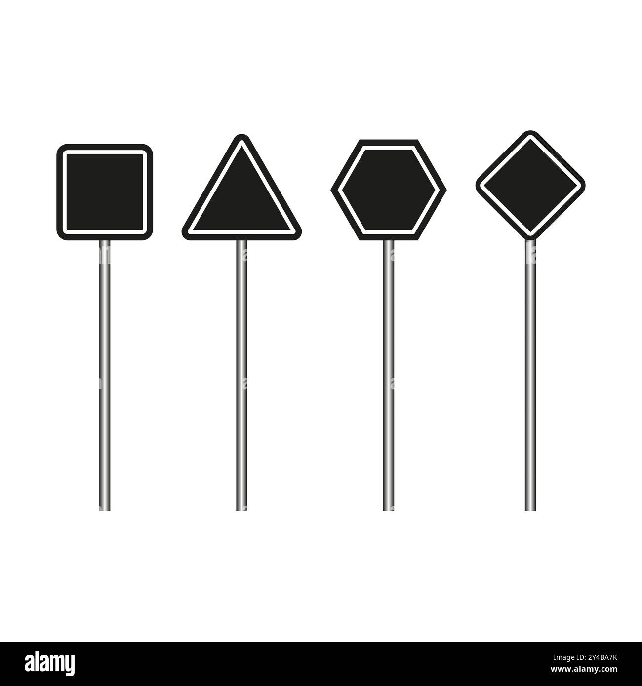 Geometric road signs. Four different shapes. Minimal traffic icons ...