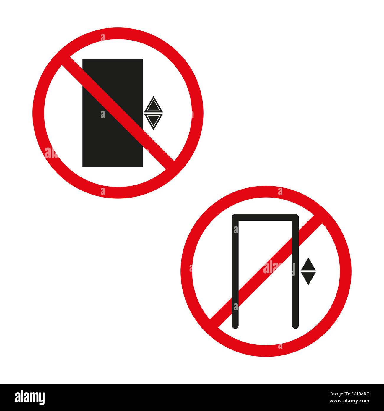 No elevator warning signs. Red crossed circle with elevator icon ...
