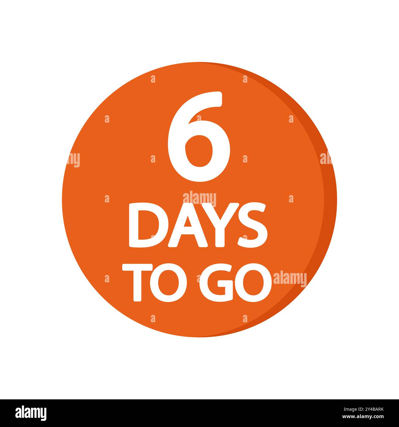 Countdown timer icon. Number six focus. Bold 6 days to go text. Bright ...