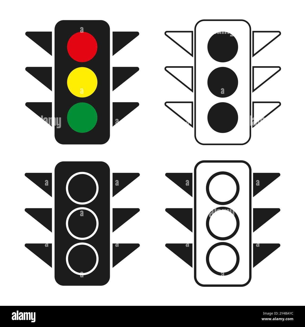 Traffic light signals. Stop, caution, go symbols. Red, yellow, green ...