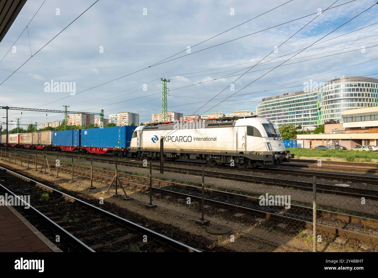 Freight train with shipping containers Stock Photo - Alamy
