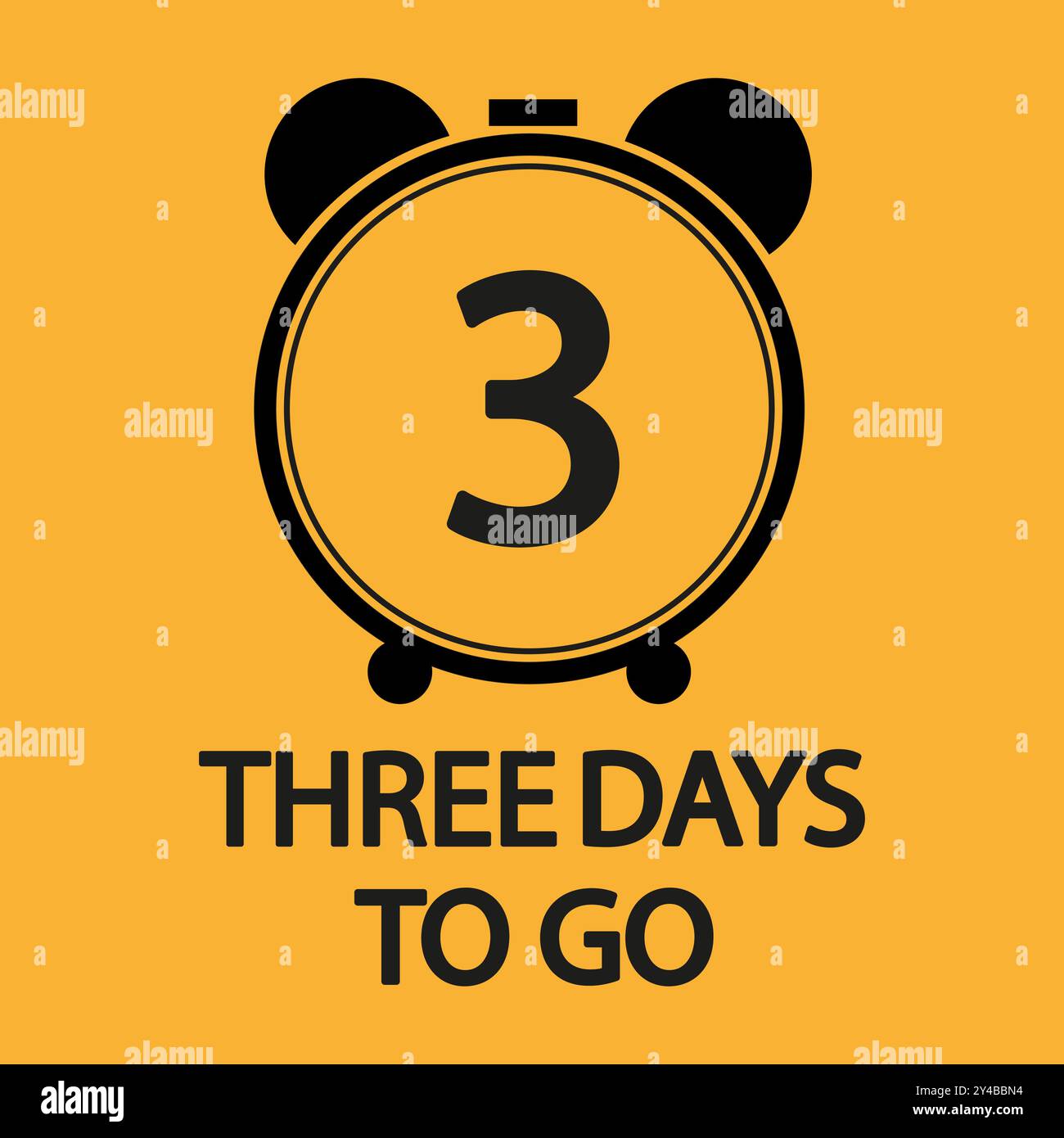 Countdown timer illustration. Number three focus. Bold 3 days to go ...