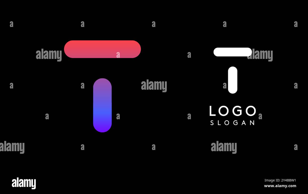 Minimalist geometric letter T, bold rounded icon style, futuristic ...