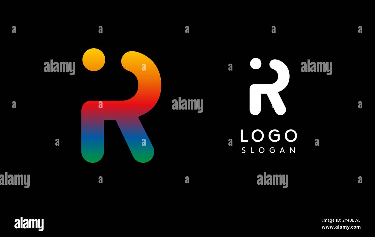 Minimalist geometric letter R, bold rounded icon style, futuristic ...