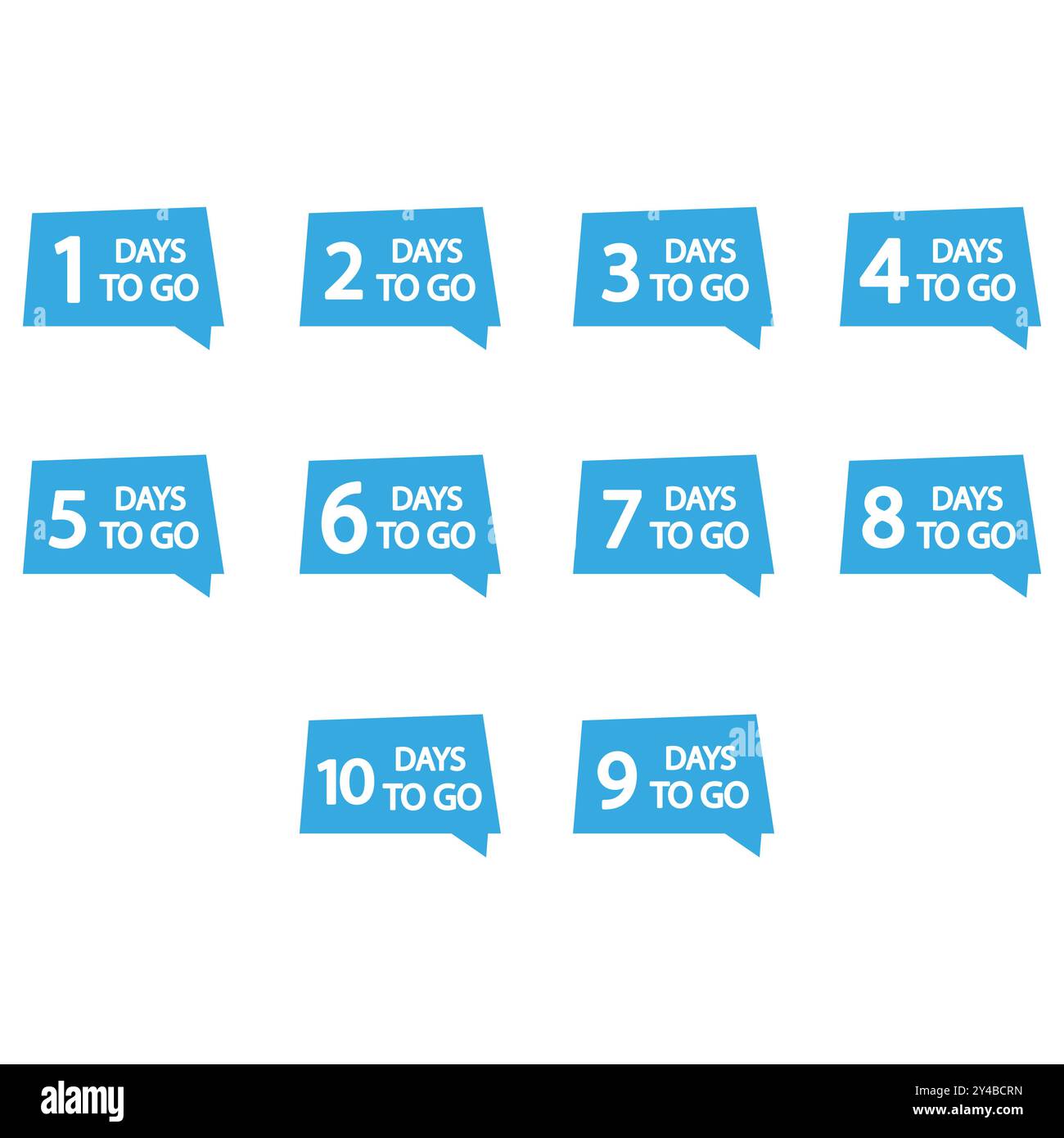 Countdown numbers set. Ten blue speech bubbles. Days to go text. Vector countdown icons Stock ...