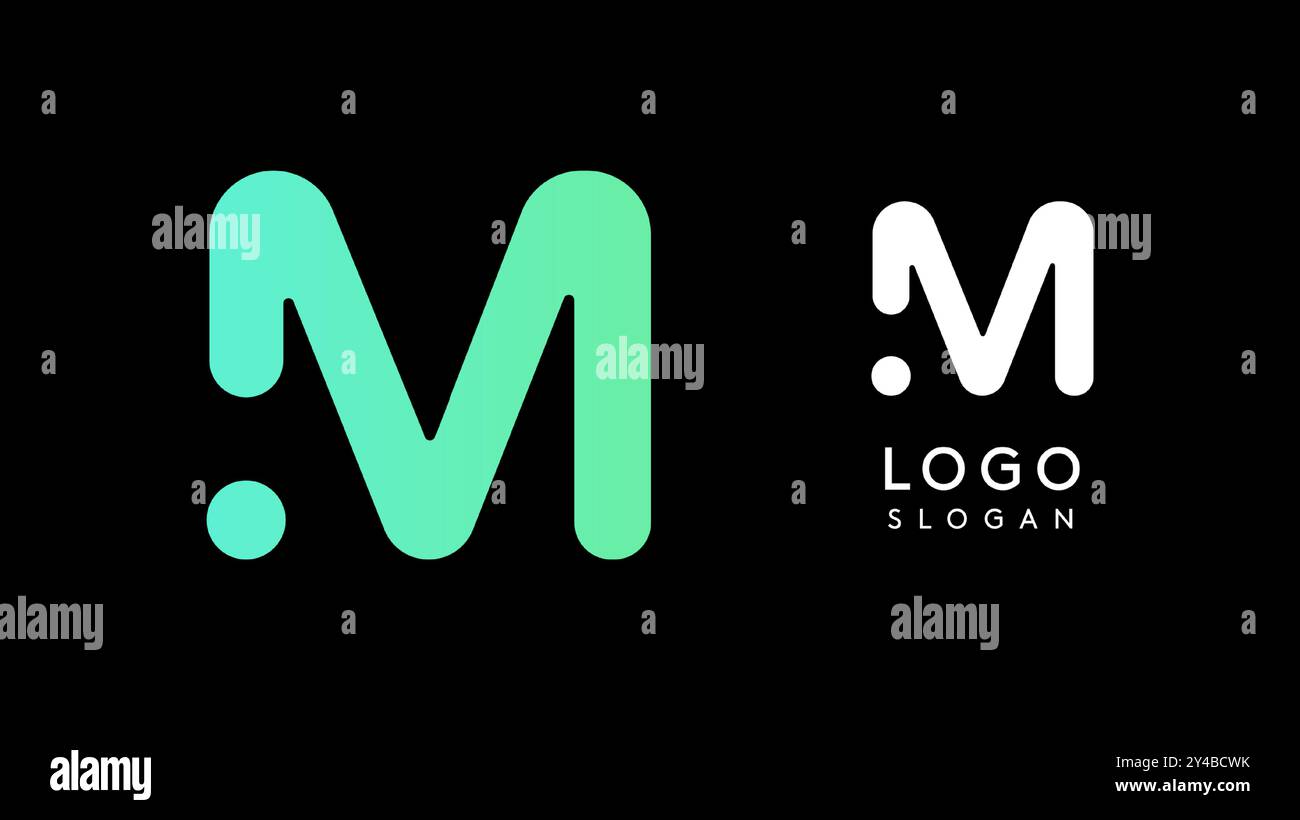 Minimalist geometric letter M, bold rounded icon style, futuristic ...